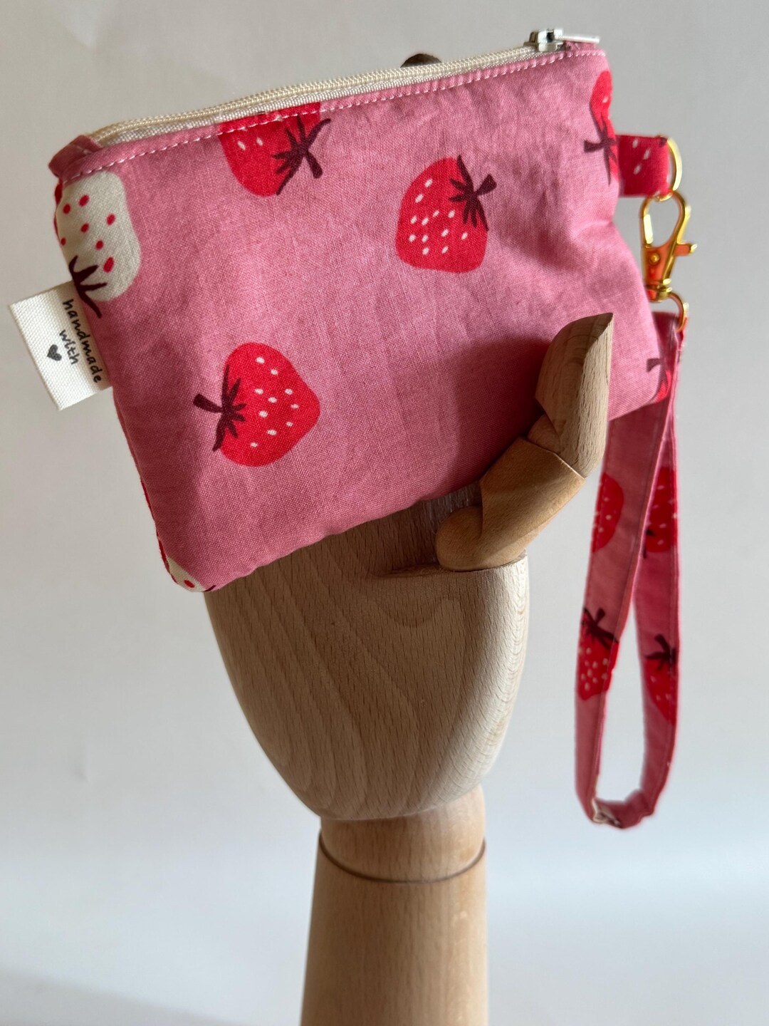 Strawberry Wristlet Pouch, Cute Strawberry Coin Pouch, Gold Hardware ...
