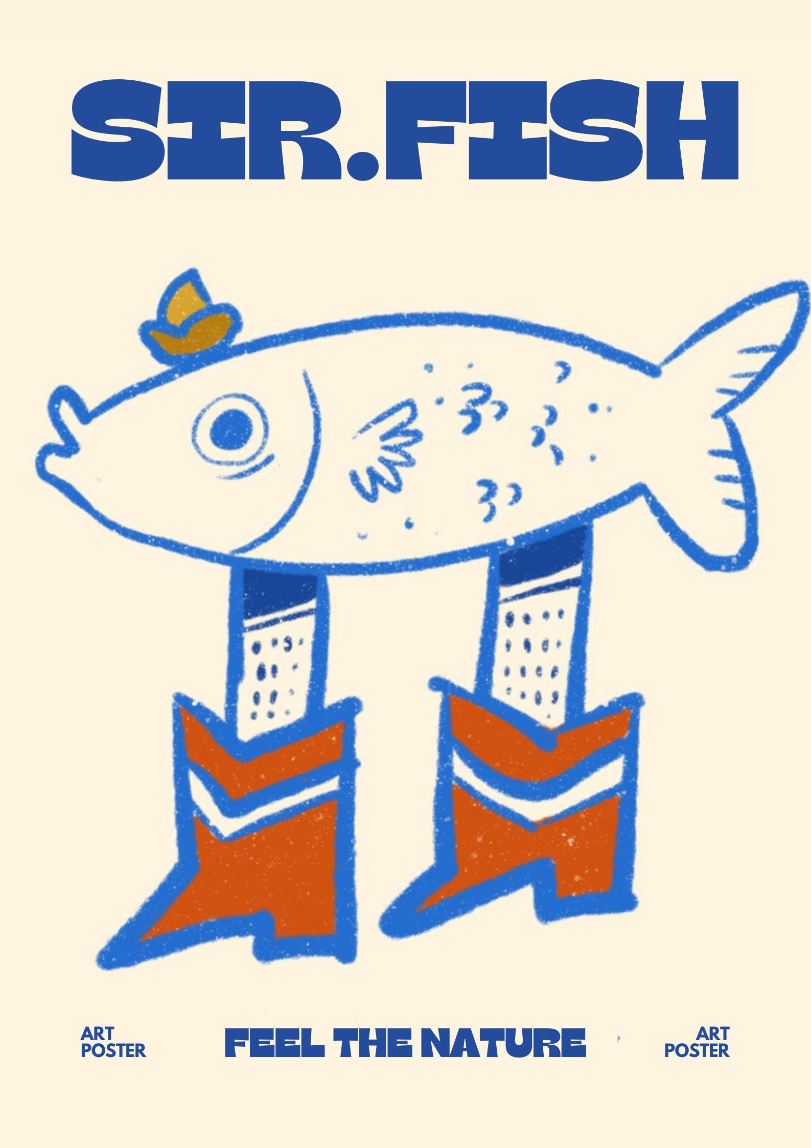 FISH in Boots, Digital Wall Art Print, Funny Fish Poster, Cute ...