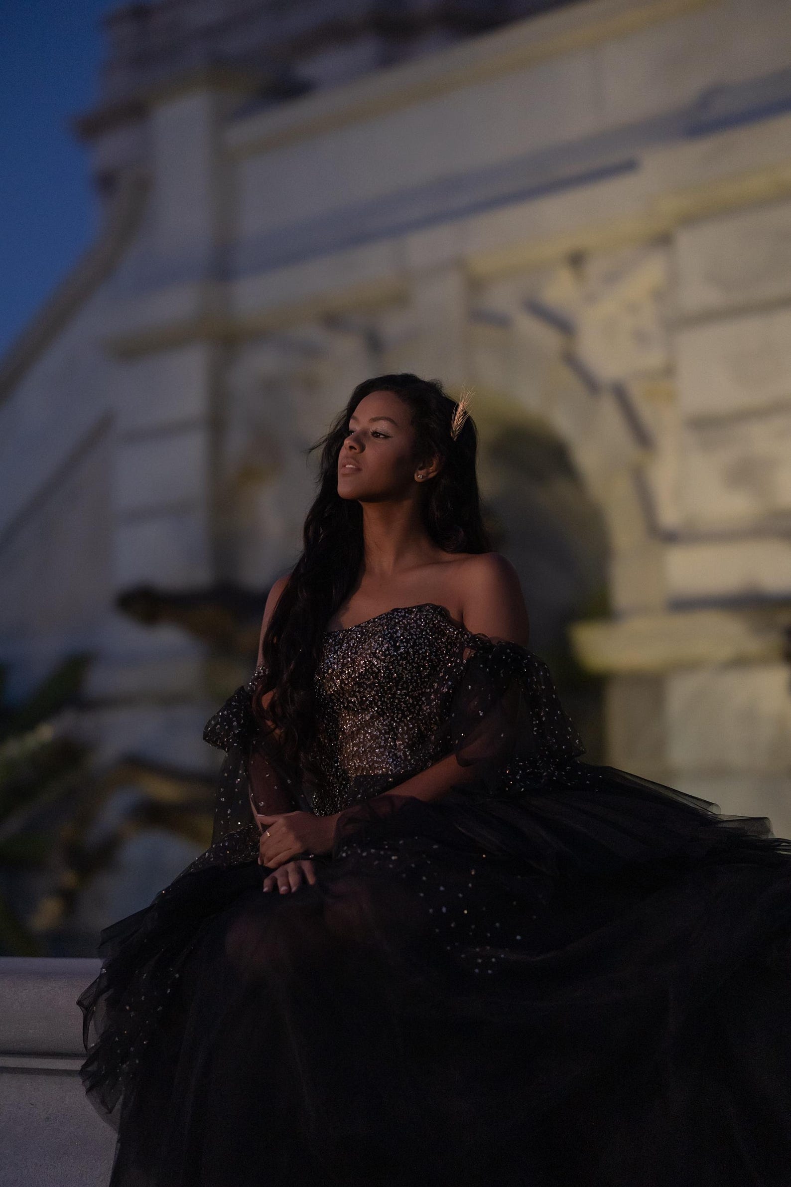 Black Celestial Prom Dress, Ethereal Corset Dress With Train, Black ...