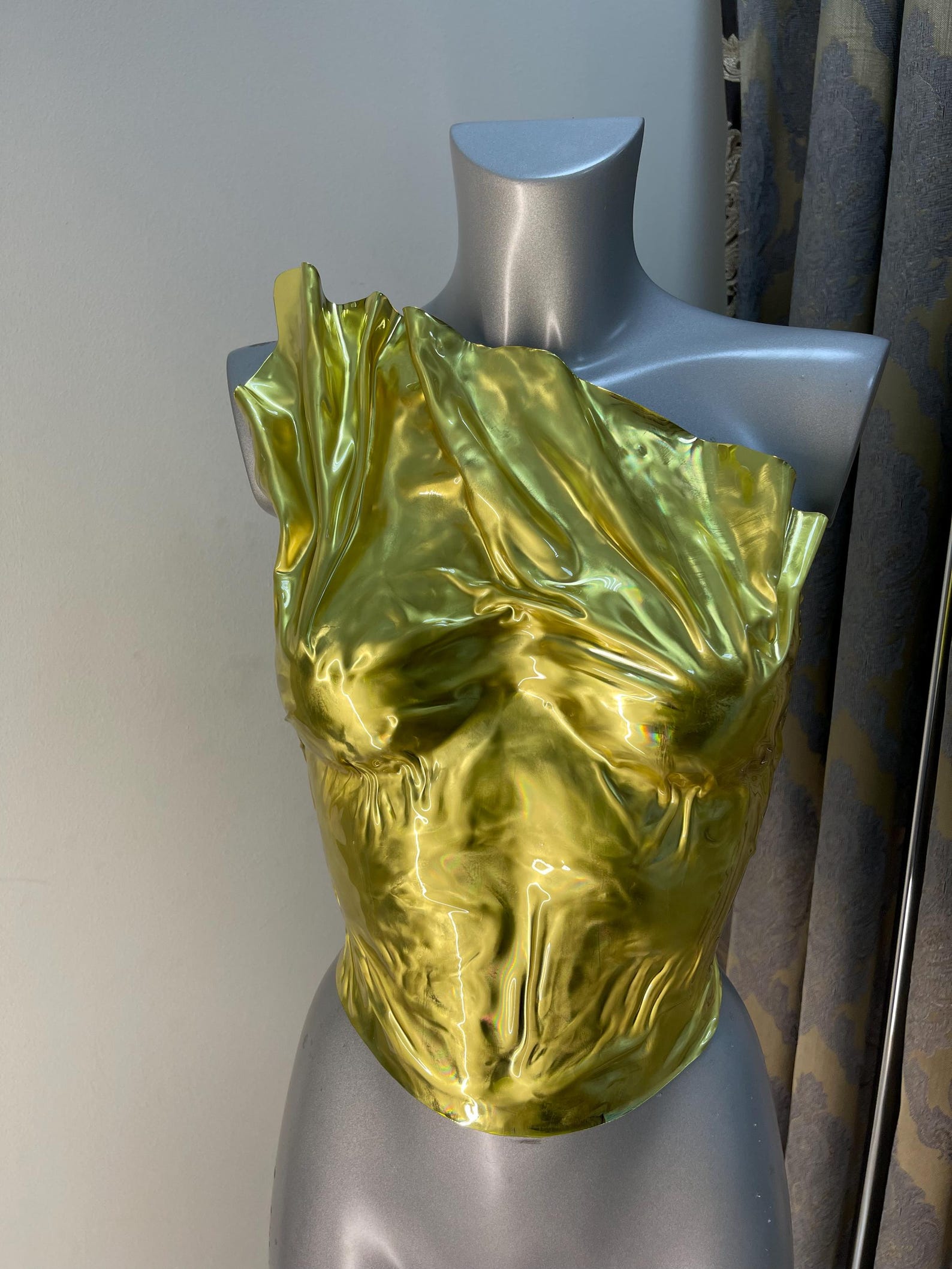 Female Armor Corset Top, Golden Plastic Breastplate, Metal Burlesque ...