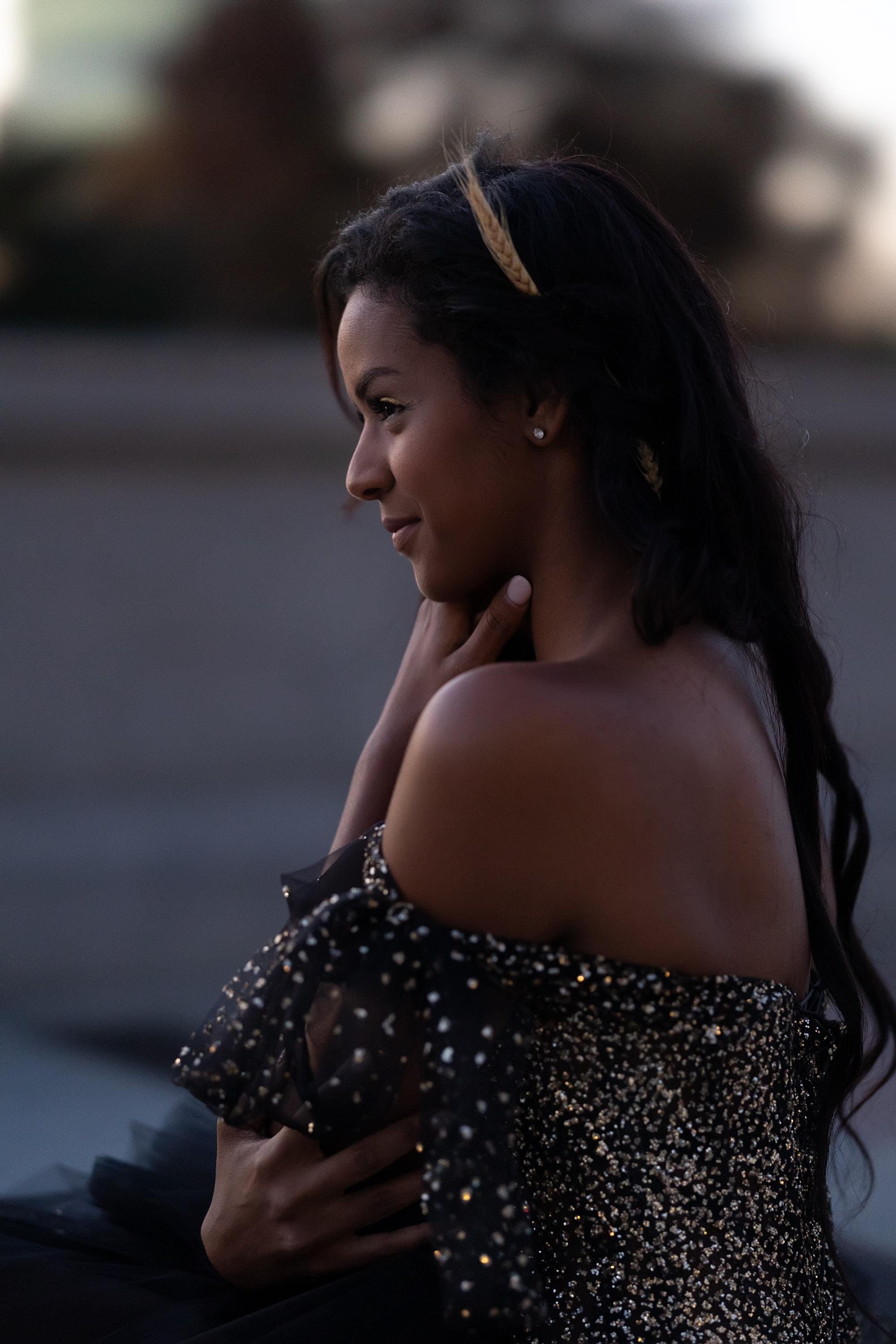 Black Celestial Prom Dress, Ethereal Corset Dress With Train, Black ...