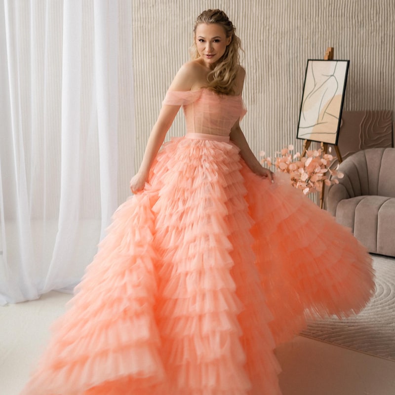 Peach Prom Dress - Etsy