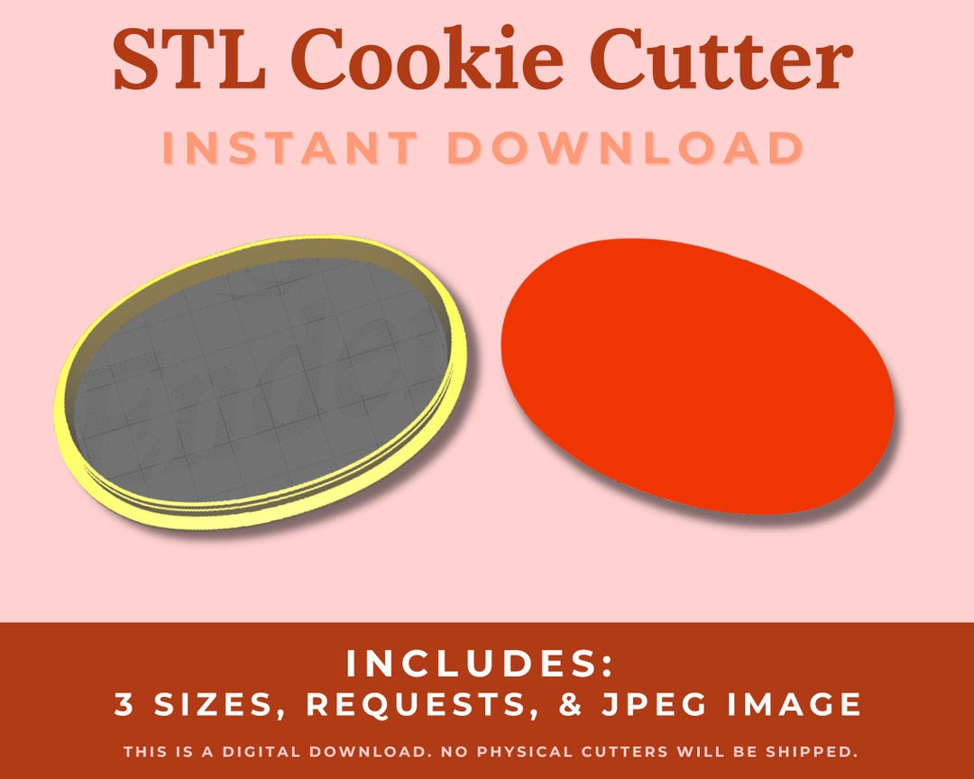 Stretched Oval Cookie Cutter STL File - Instant Download for 3D ...