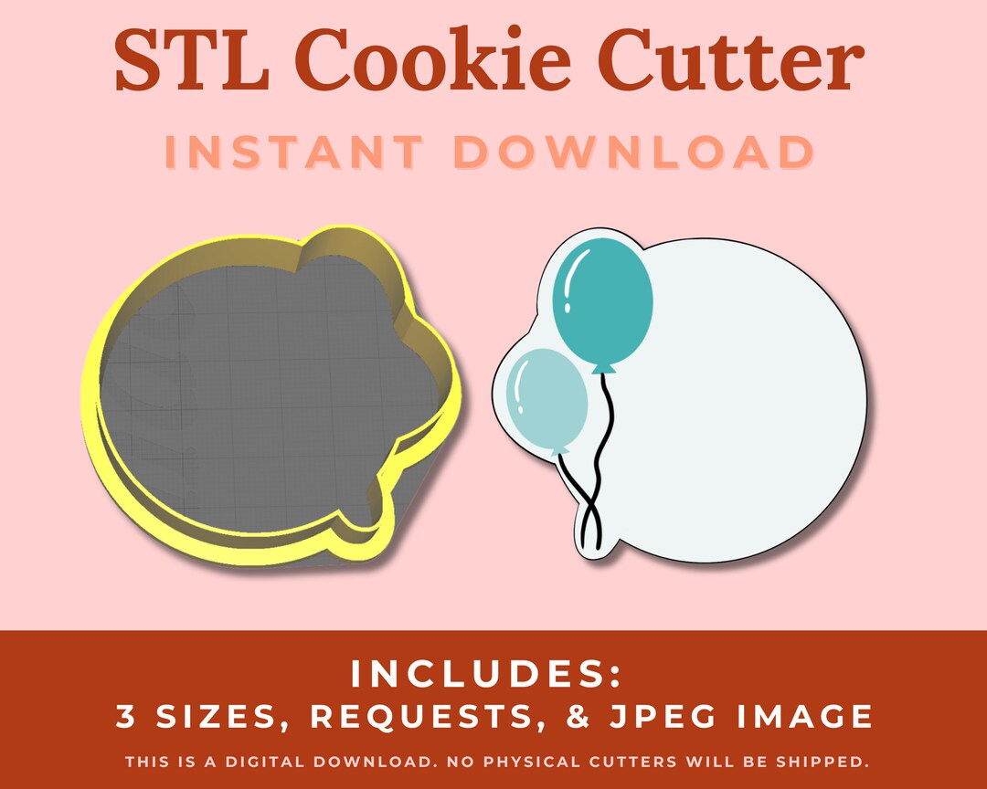 Circle Balloon Plaque Cookie Cutter STL File - Instant Download for 3D ...