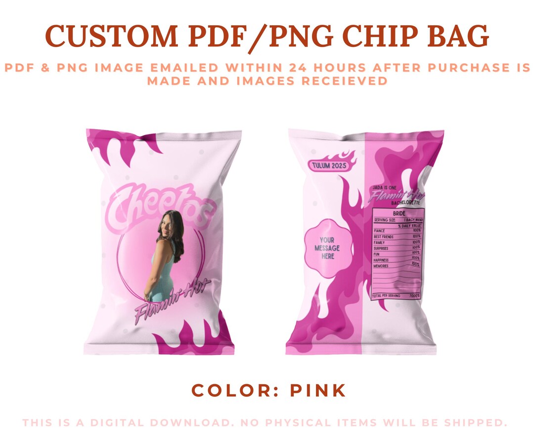 Custom DIGITAL PNG/PDF File Multiple Colors Chip Bag / Hot Cheeto Bag ...