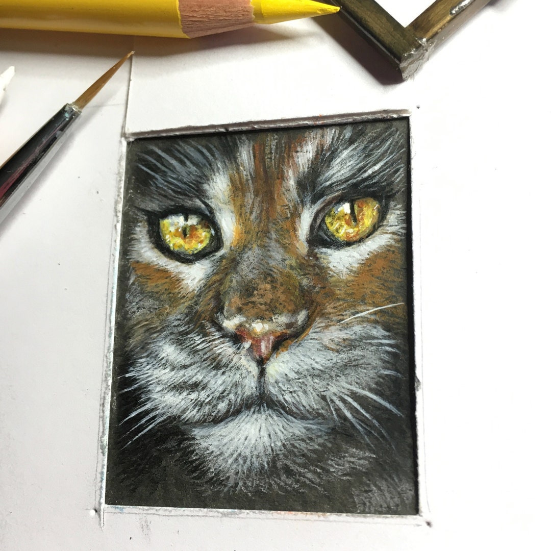 Miniature Portrait in Pencil Crayon and Paint, Super Detailed Small ...