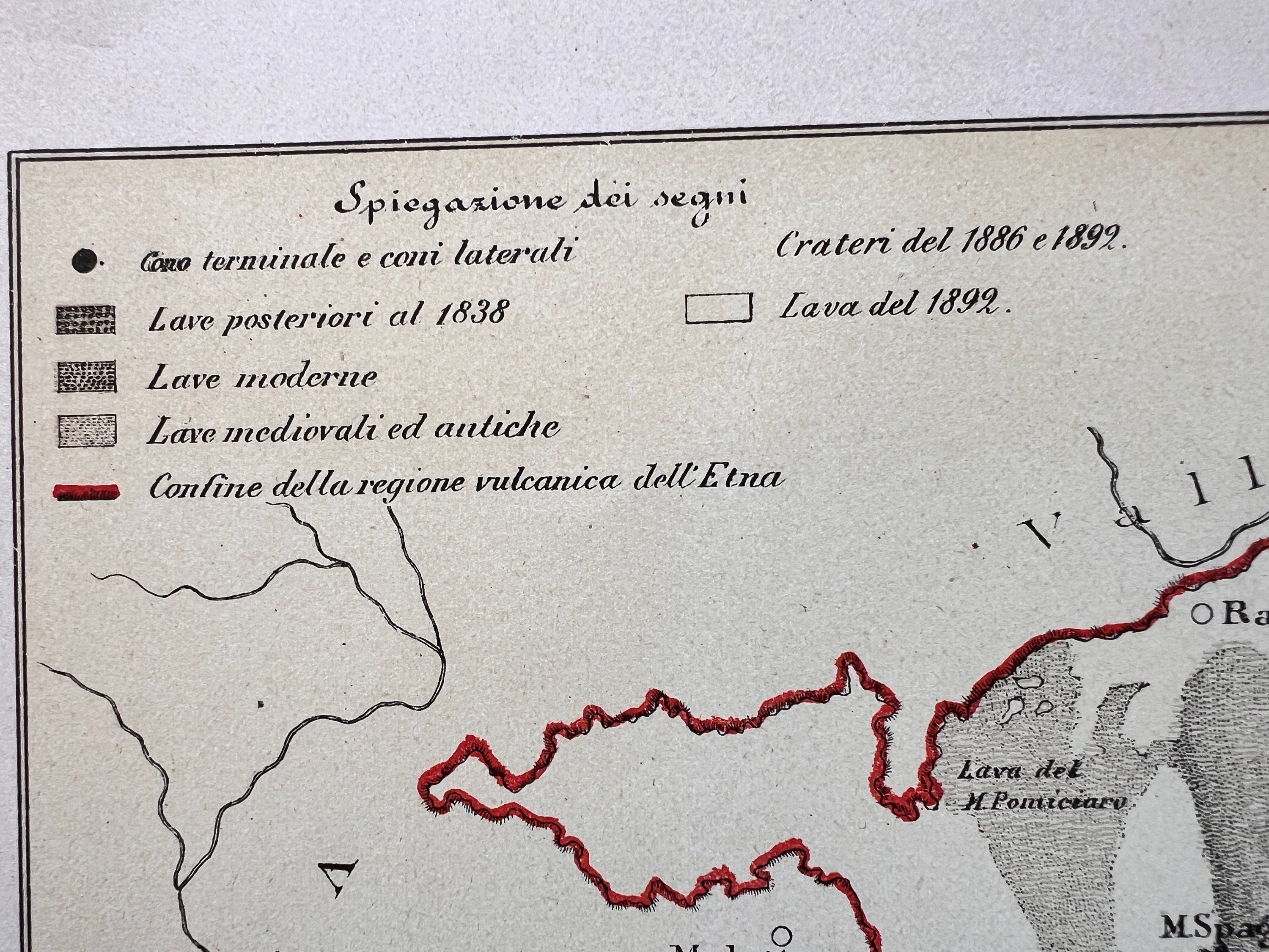 Original Map of Mt. Etna, Circa 1892, Map of Historic Lava Flows and ...