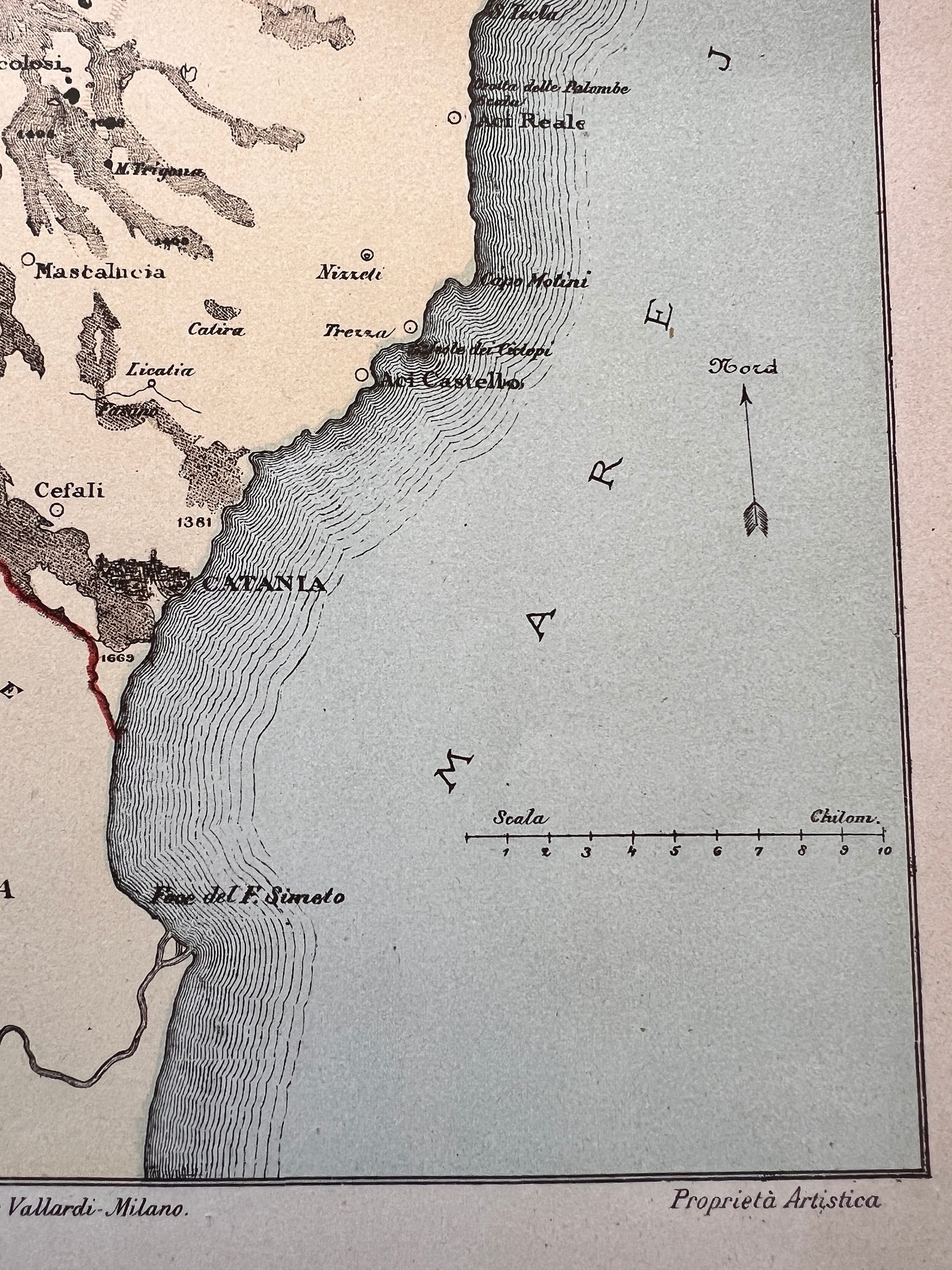 Original Map of Mt. Etna, Circa 1892, Map of Historic Lava Flows and ...