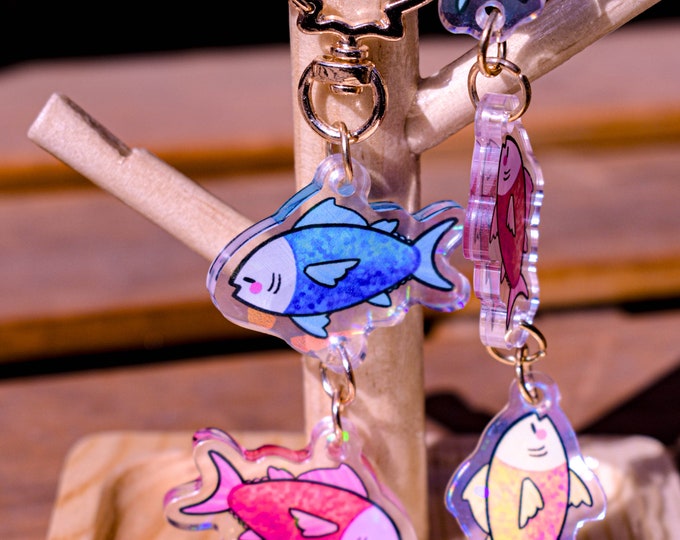 Kawaii Cute Shark Acrylic Keychain - Etsy