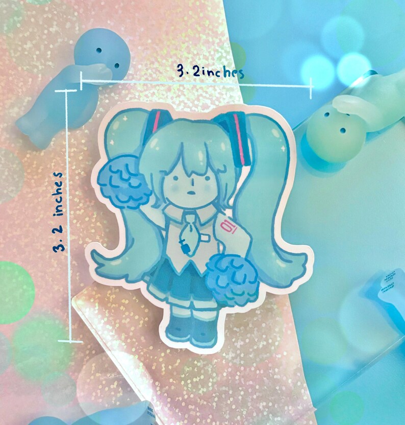 Hatsune Smiku | Cute Sticker | Little Blue Guy Inspired Sticker - Etsy