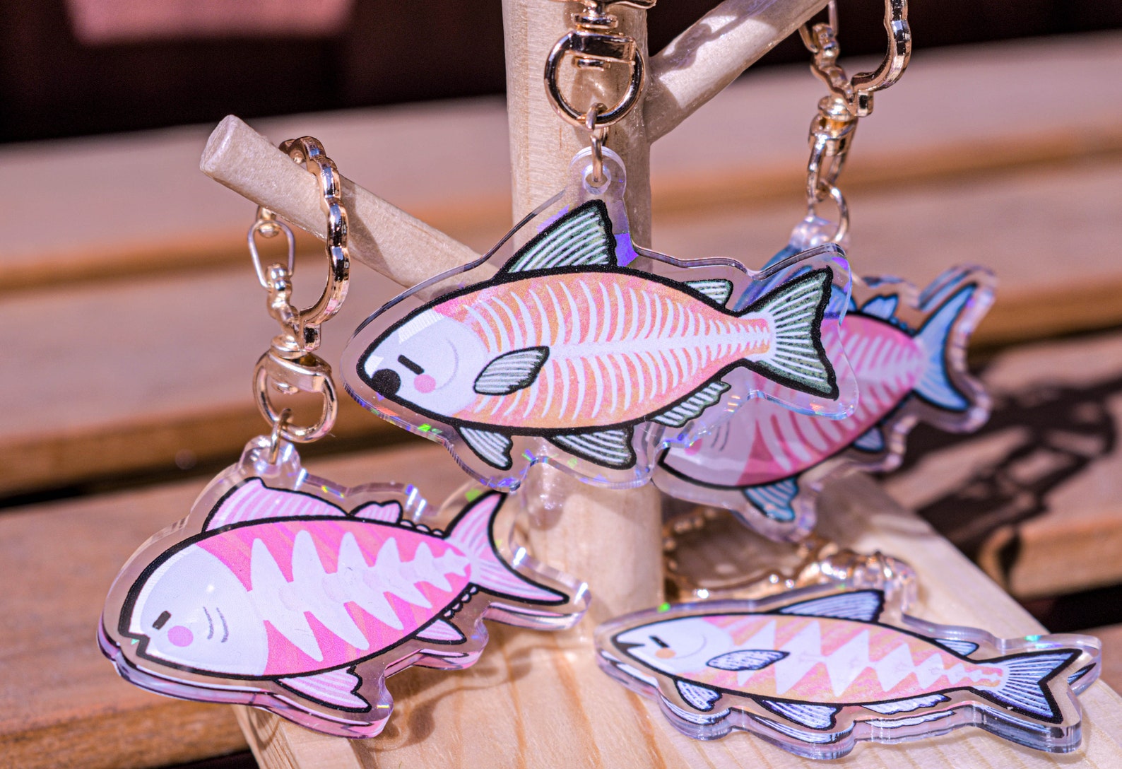 Pink Fin Tuna Acrylic Charm - Etsy