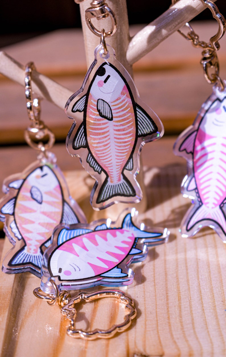 Pink Fin Tuna Acrylic Charm - Etsy
