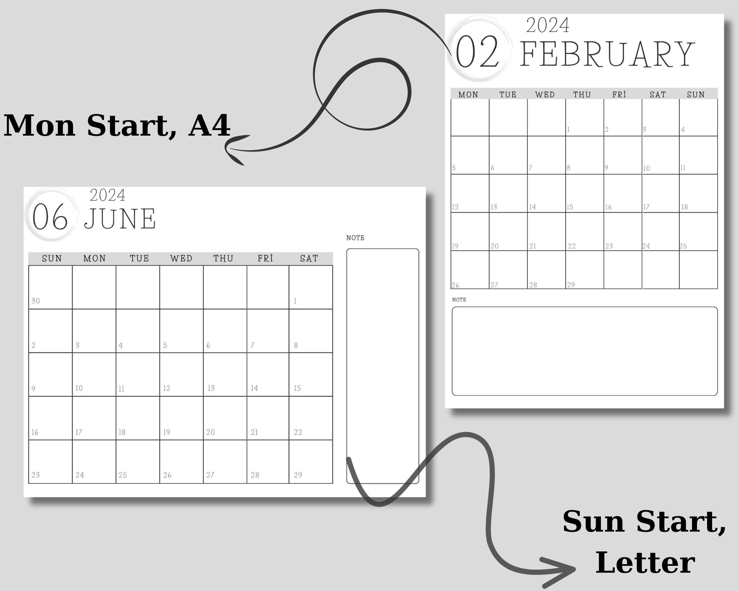 Minimal 2024 Calendar Yearly Planner 2024 Monthly Planner - Etsy