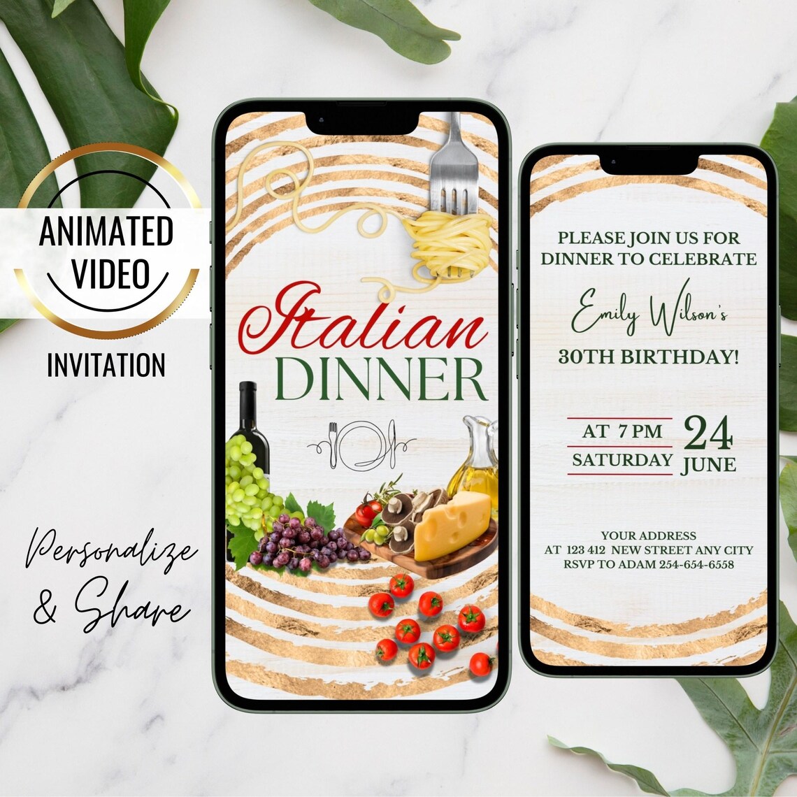 Italian Dinner Animated Invitation, Italian Themed, Birthday Party ...