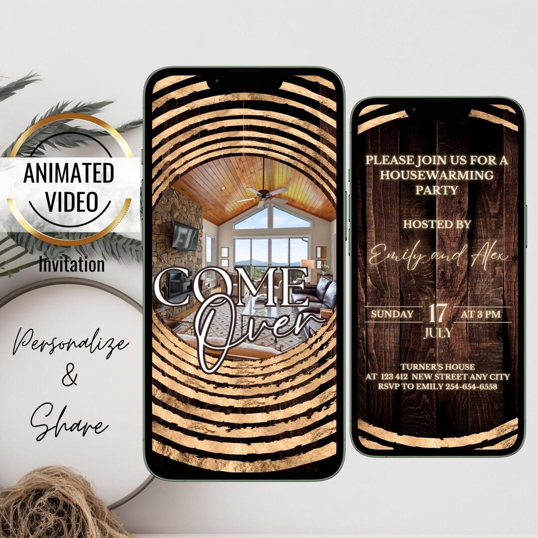 Animated Rustic Housewarming Invitation, Come Over House Party Photo ...
