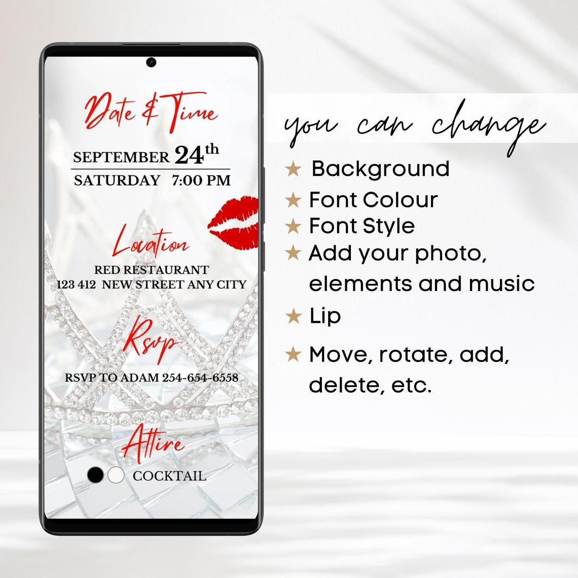 Animated Lips Kissing My 20s Invitation, Digital 30th Birthday Party ...