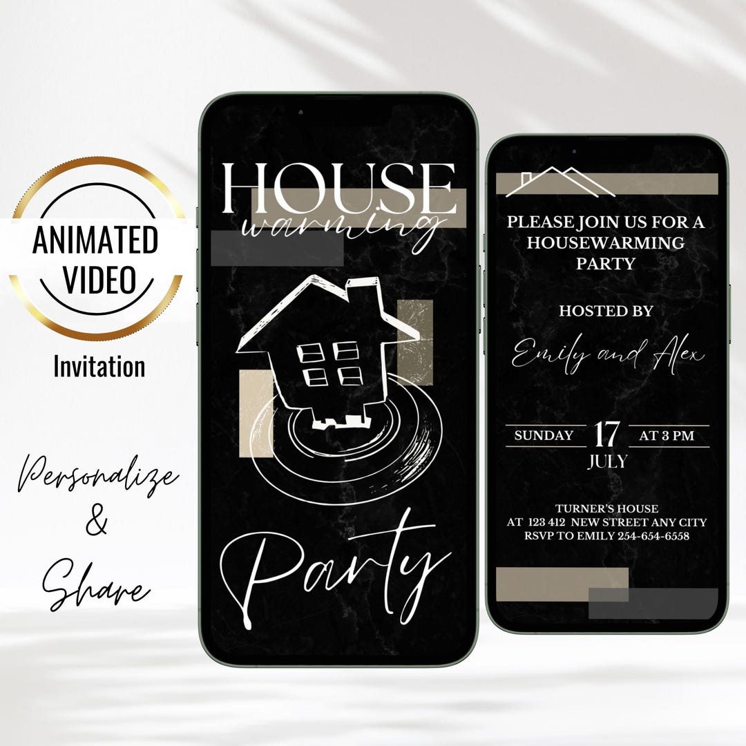 Minimalist Housewarming Animated Invitation, Digital Key Home Sweet ...