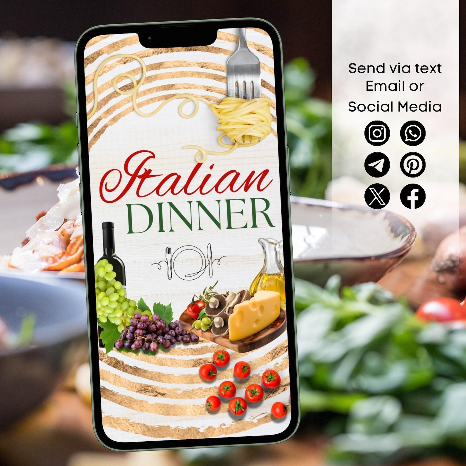 Italian Dinner Animated Invitation, Italian Themed, Birthday Party ...