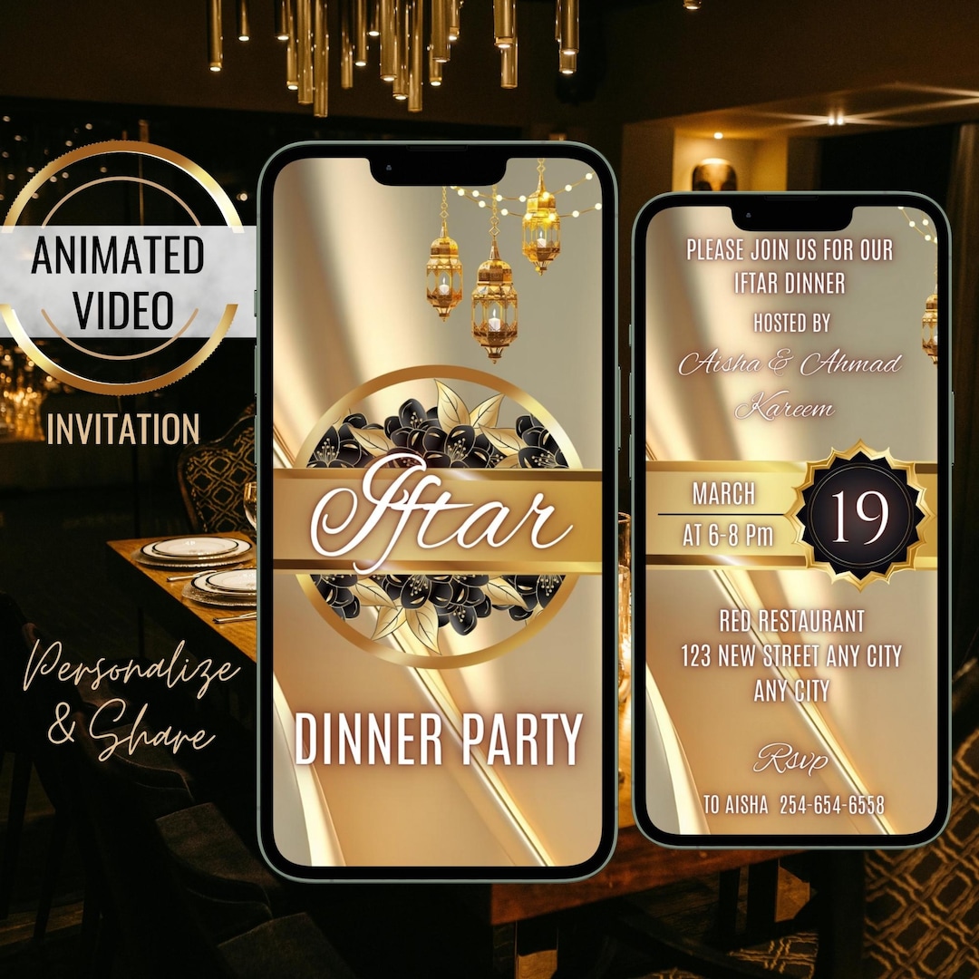 Animated Iftar Dinner Party Invitation: Elegant Islamic Design (digital ...