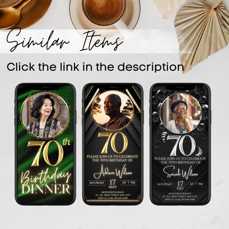 Emerald Green 70th Birthday Invitation, Animated Gold 70 Th Birthday ...