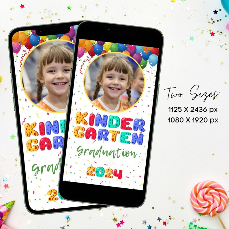 2024 Kindergarten Graduation Photo Invitation, Animated Kid Grad ...