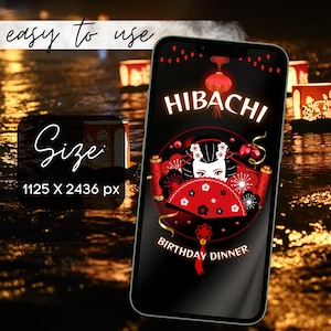 Animated Japanese Fan Hibachi Dinner Invitation, Digital Birthday ...
