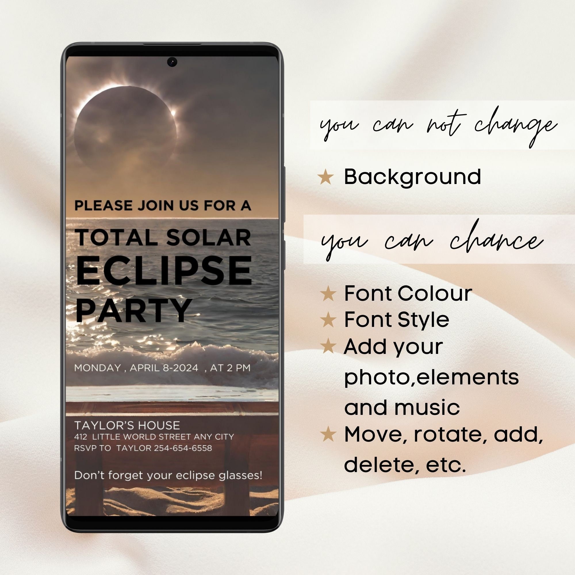 Digital Solar Eclipse 2024 Party Invitation, Editable Eclipse Viewing ...