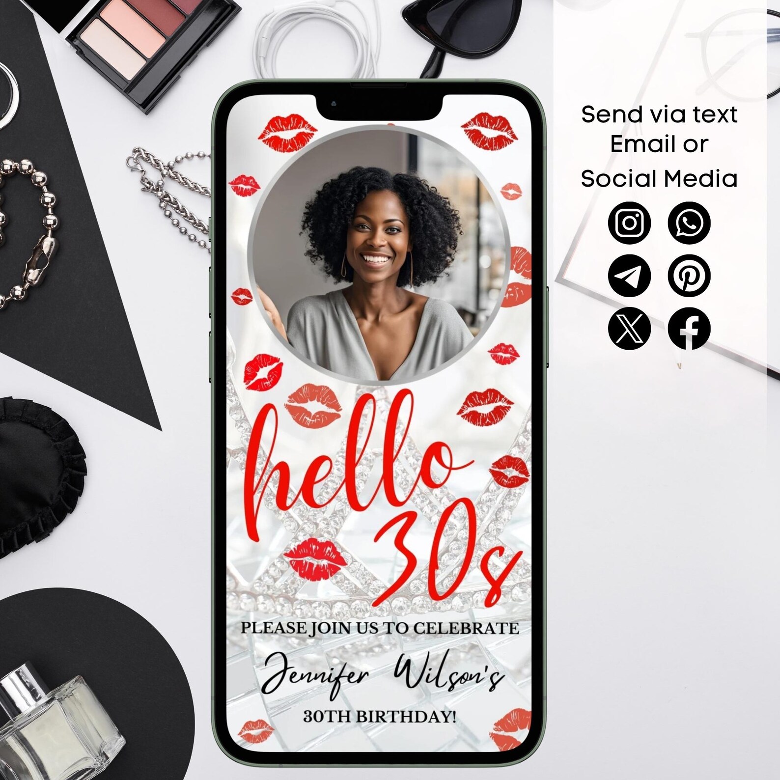 Animated Lips Kissing My 20s Invitation, Digital 30th Birthday Party ...