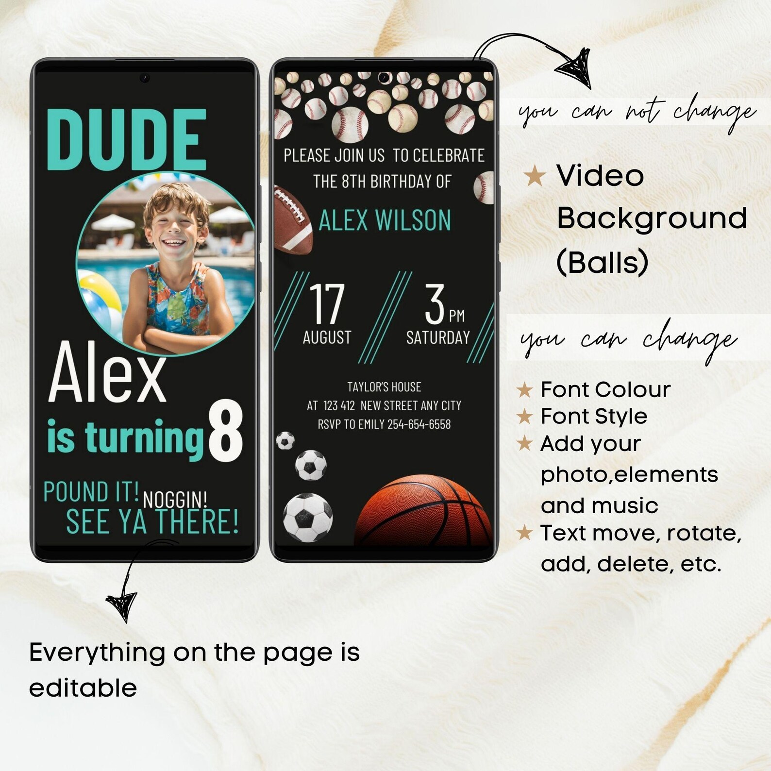 Animated Dude Birthday Photo Invitation, Blue Black Perfect Party ...
