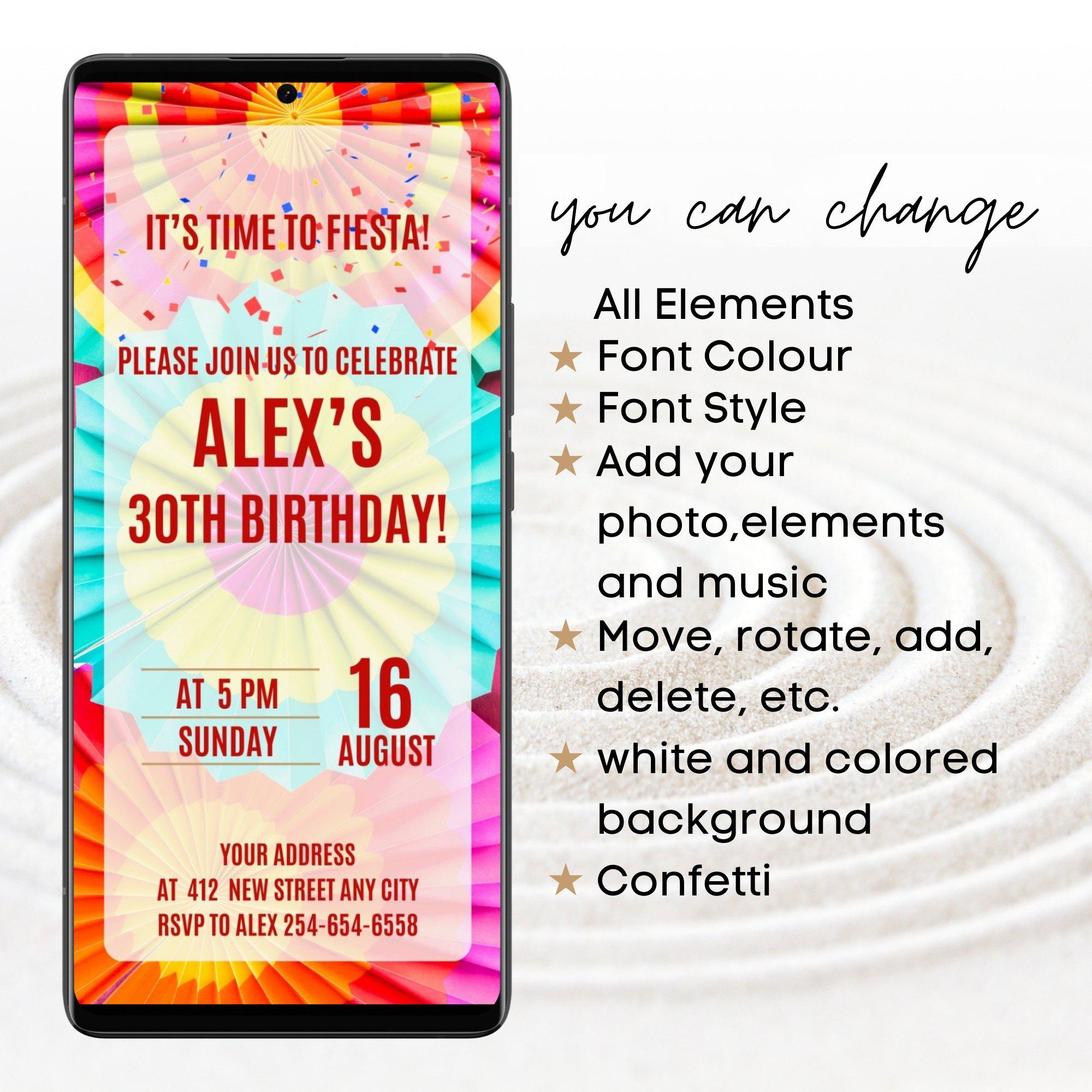 Video Fiesta Invitation, Animated Birthday Party Invite, Mexican Theme ...
