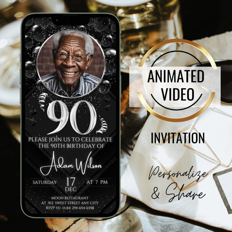 90th Birthday Invitations - Etsy