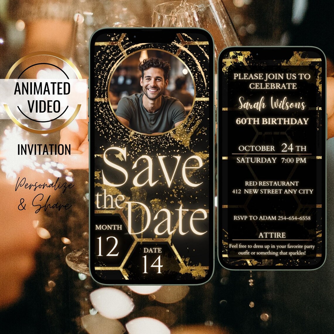 Save the Date Birthday Invitation, Digital 21th Birthday Party Invite ...
