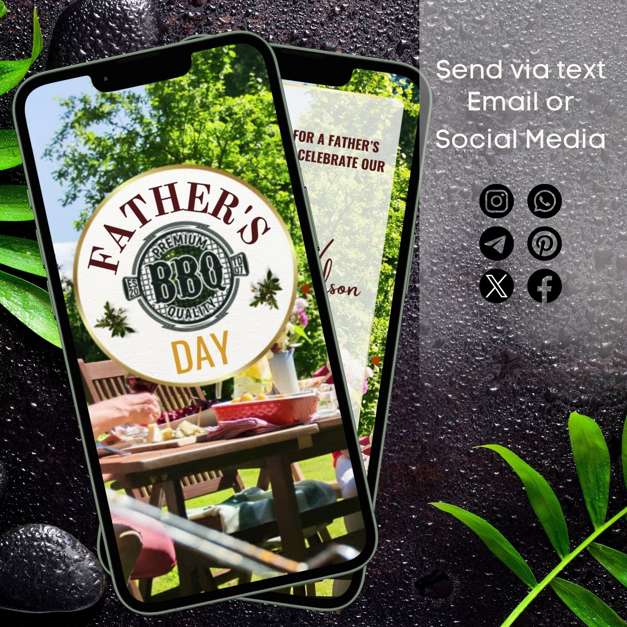 Animated Fathers Day BBQ Invitation, Digital Barbeque Party Invite ...