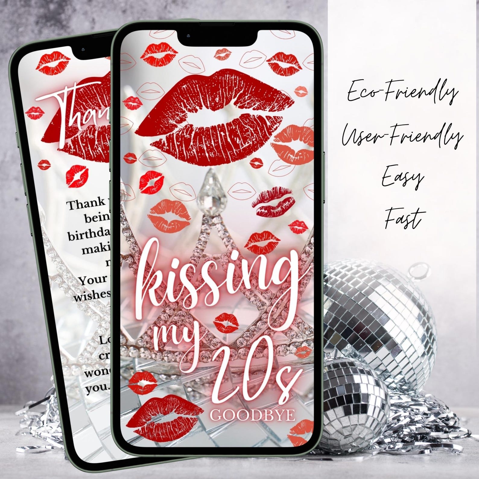 Animated Lips Kissing My 20s Invitation, Digital 30th Birthday Party ...