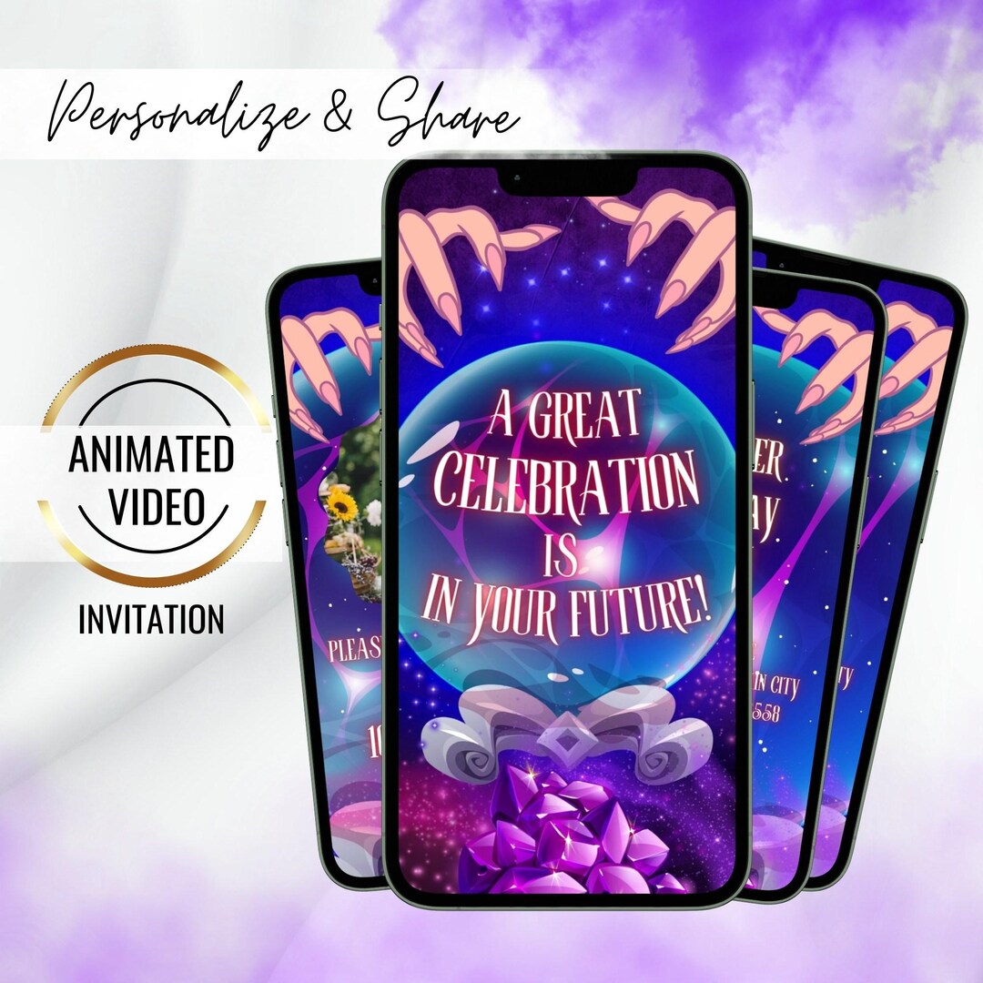Magic Crystal Ball Birthday Animated Photo Invitation, Halloween ...