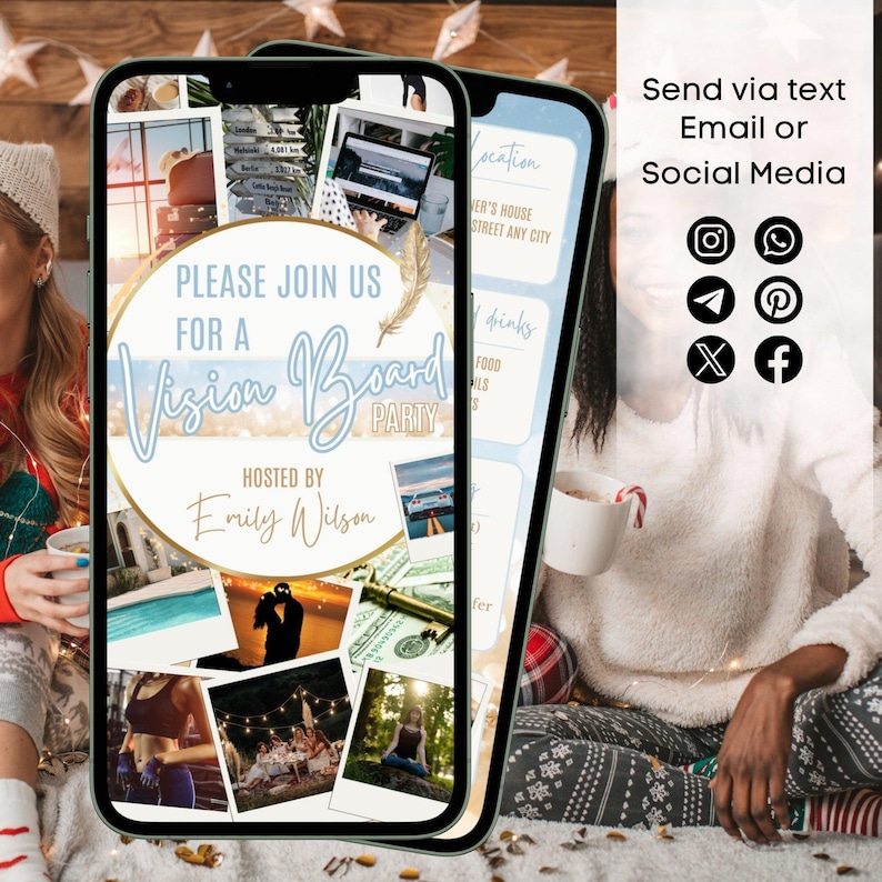 2026 Vision Board Party Invitation, Dream Board Girls Night Party ...