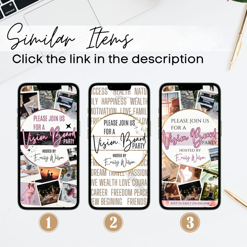 Burgundy Vision Board Party Invitation, Animated Photo Evite (digital ...