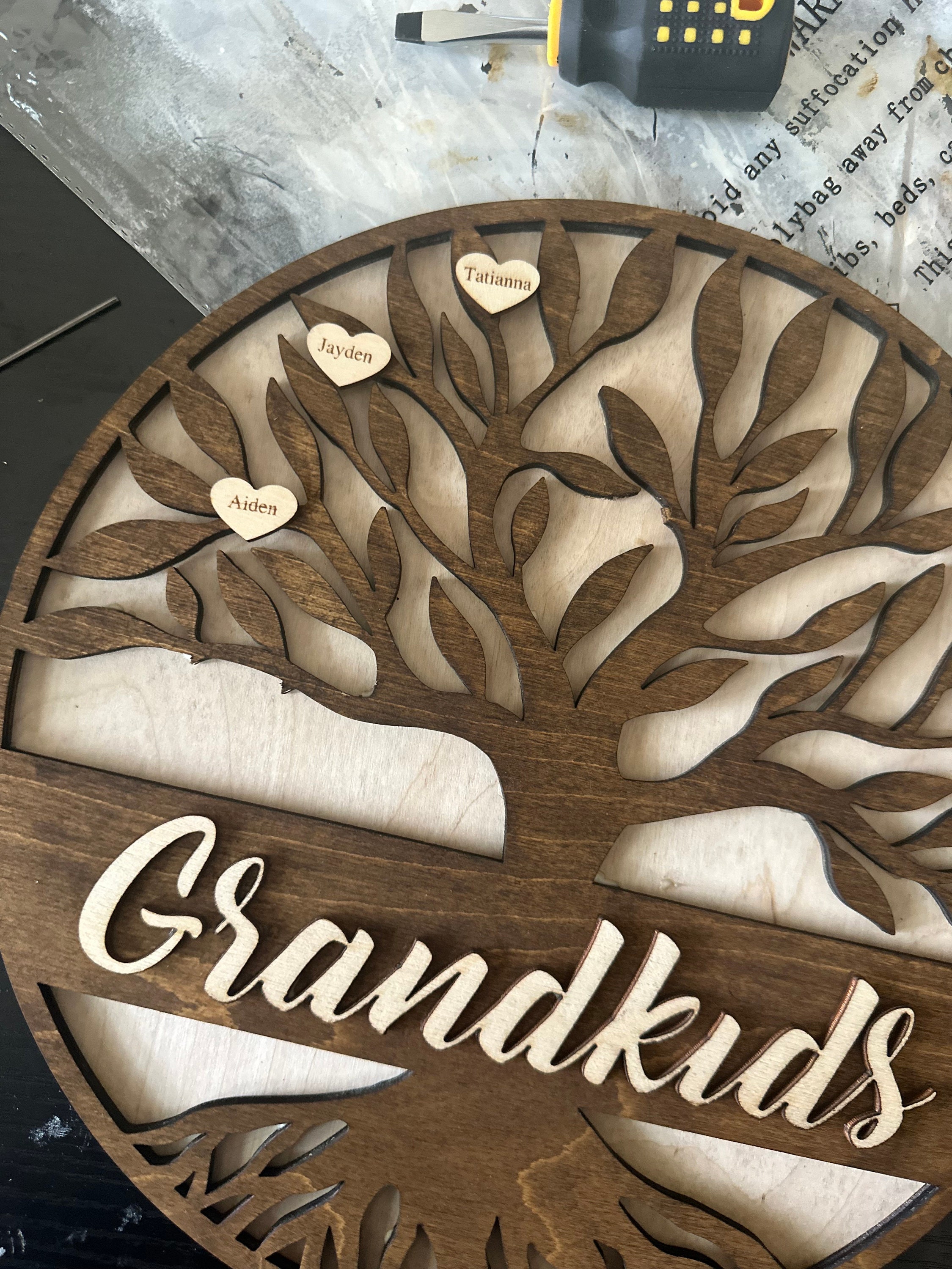 9 Inch Custom Wooden Family Tree for Grandparents, Grandkids Family ...