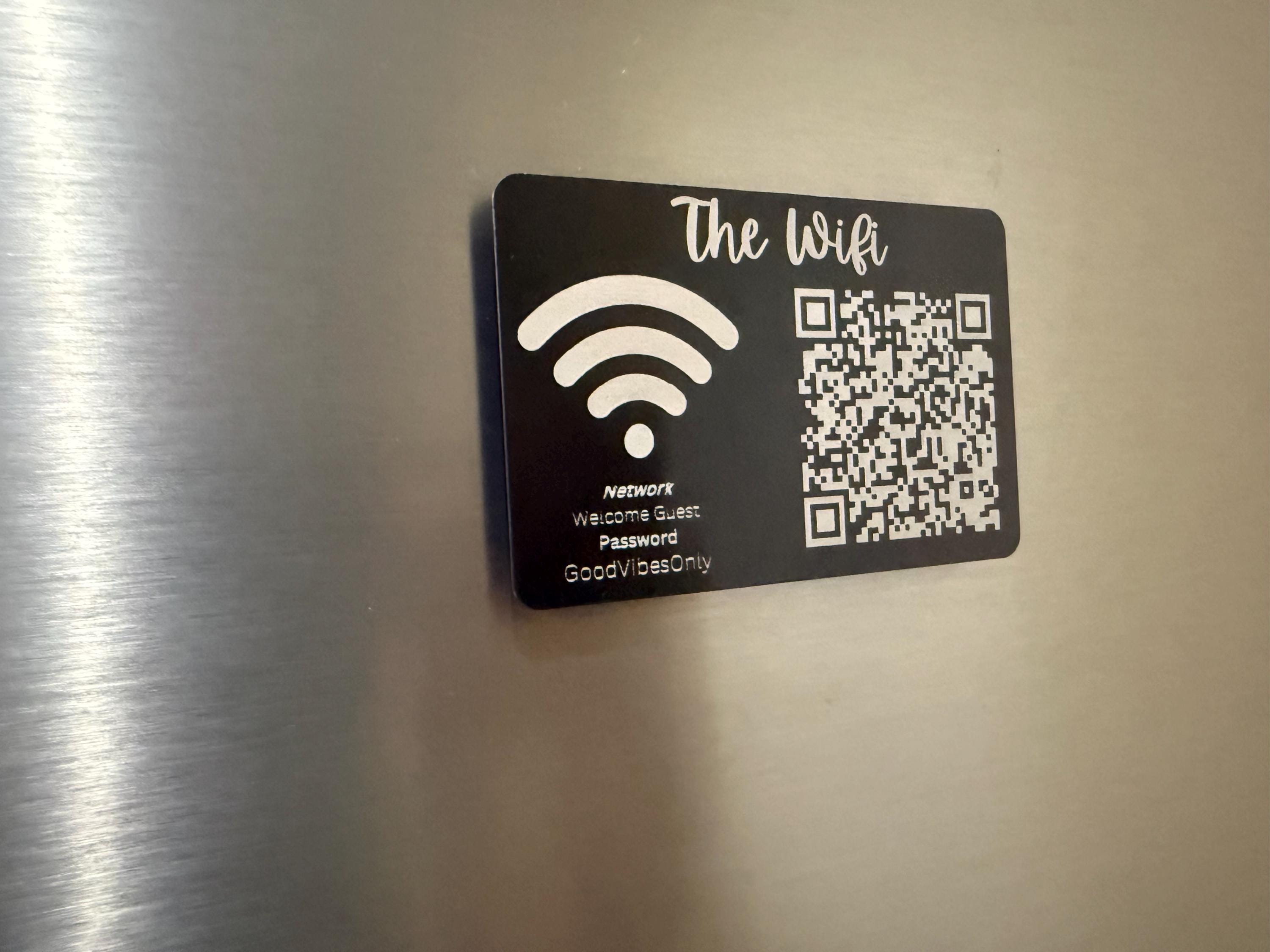 METAL - Personalized Wifi Network QR Code Magnet or Plaque, Perfect for ...