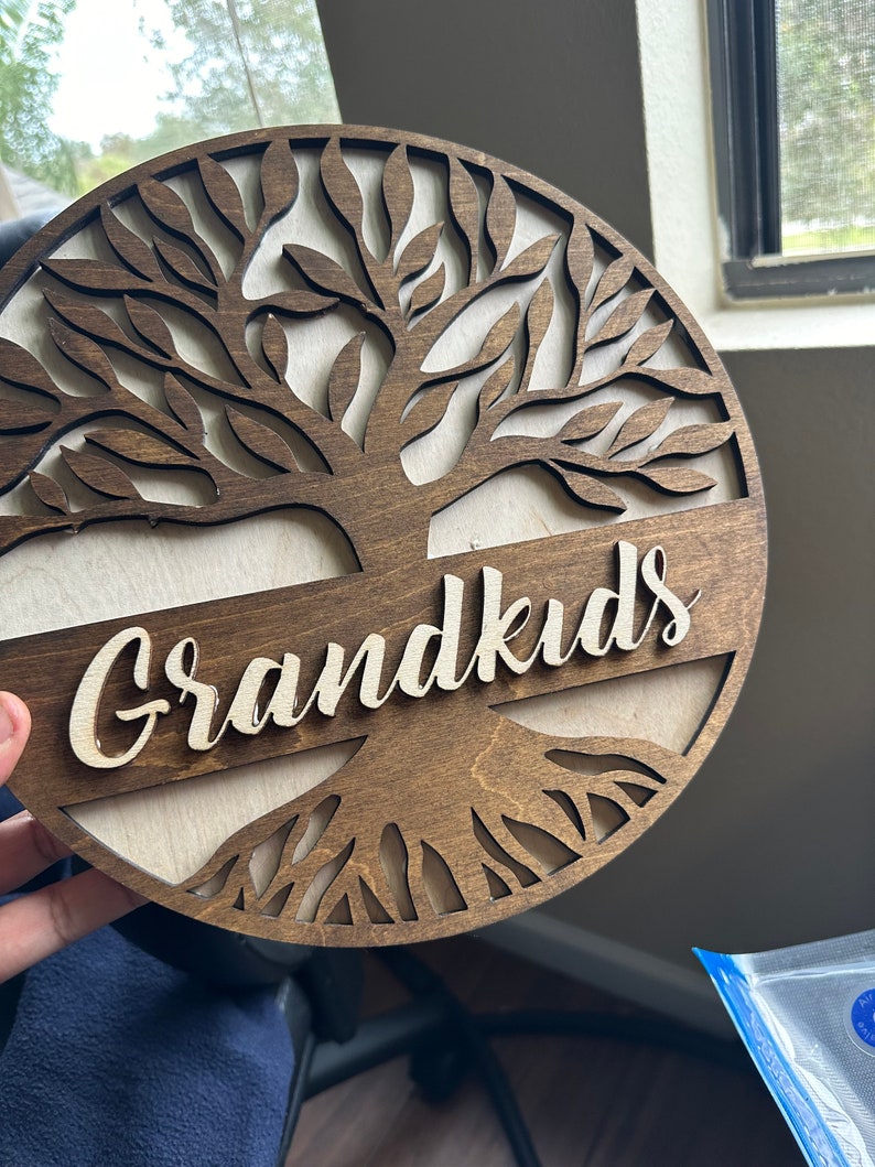 9 Inch Custom Wooden Family Tree for Grandparents, Grandkids Family ...