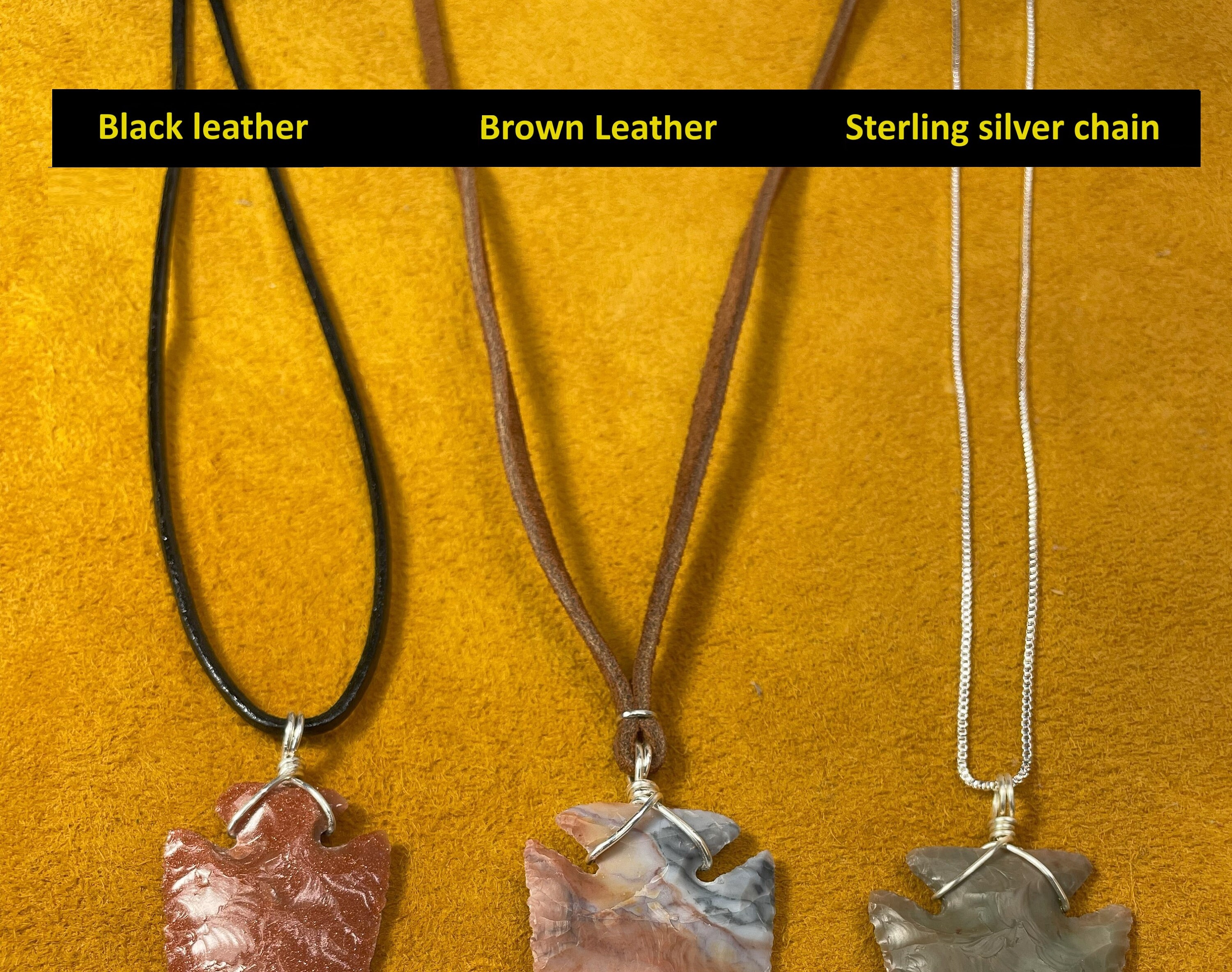 Gold Flint Ridge Chalcedony Corner-notched Arrowhead Necklace | Hand ...