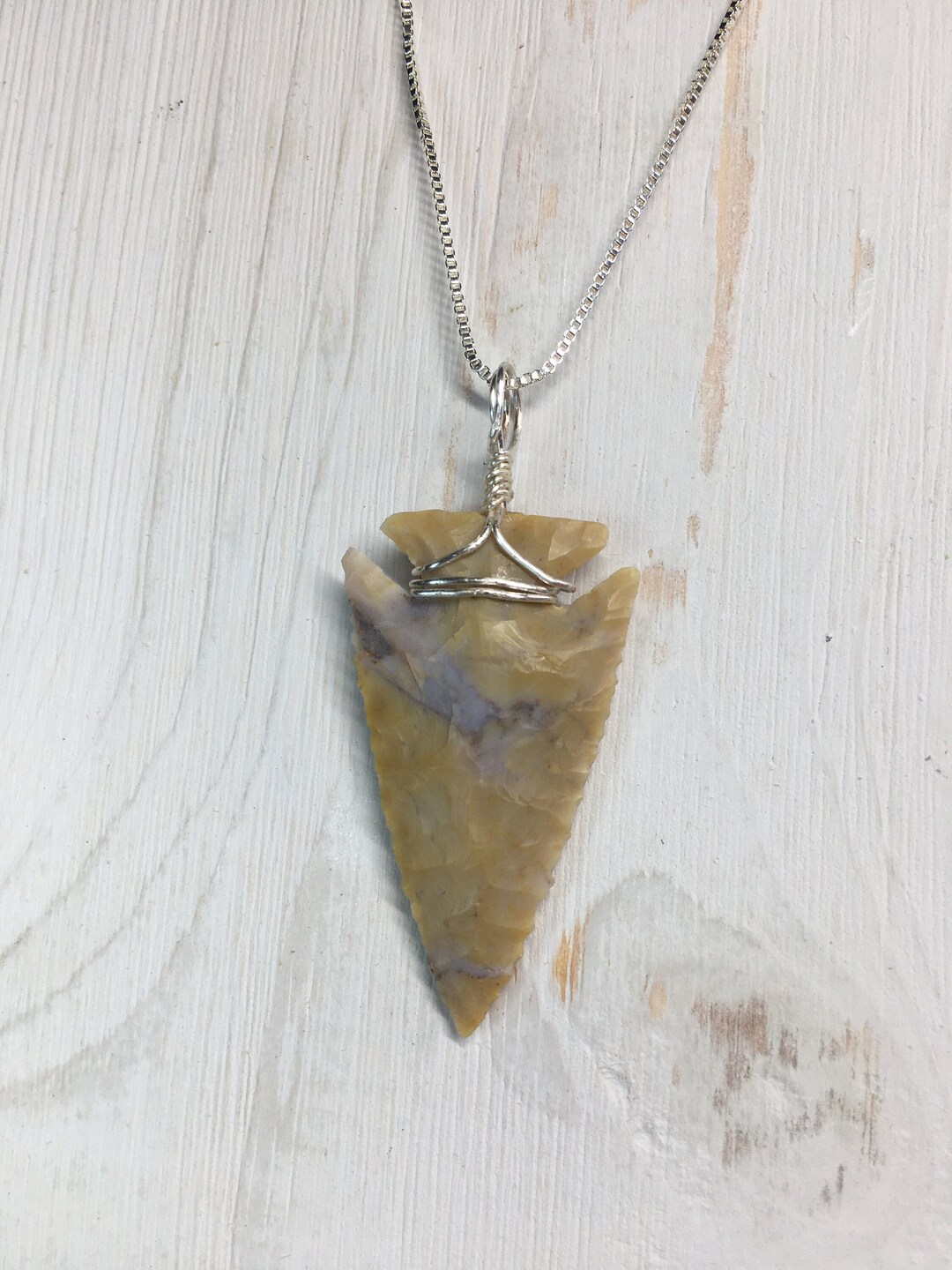 Gold Flint Ridge Chalcedony Corner-notched Arrowhead Necklace | Hand ...