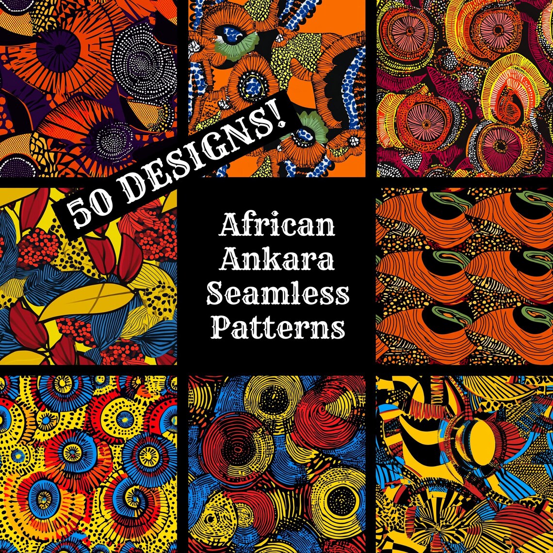 African Ankara Seamless Pattern: 50 PNG Digital Papers (digital ...
