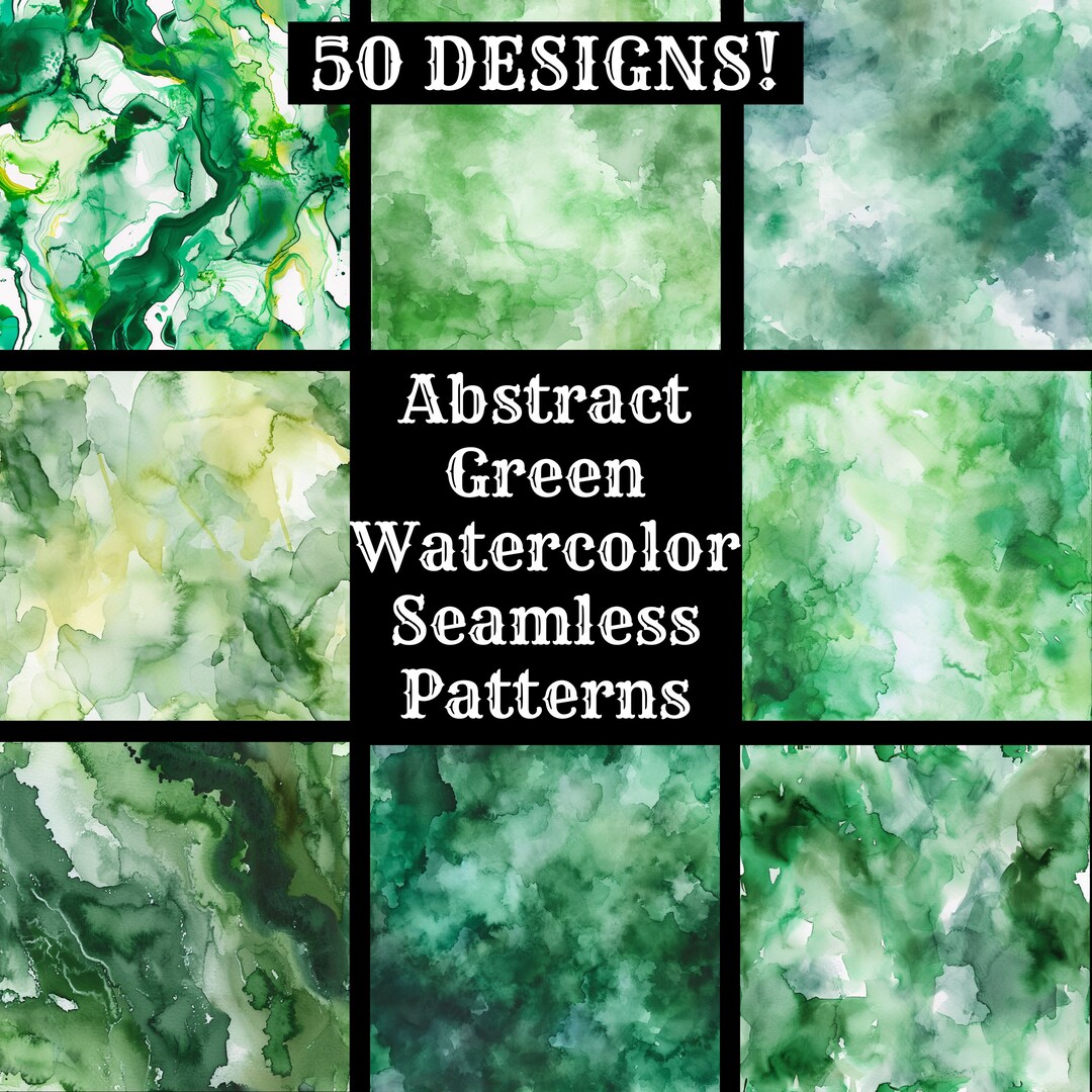 Abstract Green Watercolor Seamless Digital Paper, Printable Scrapbook ...