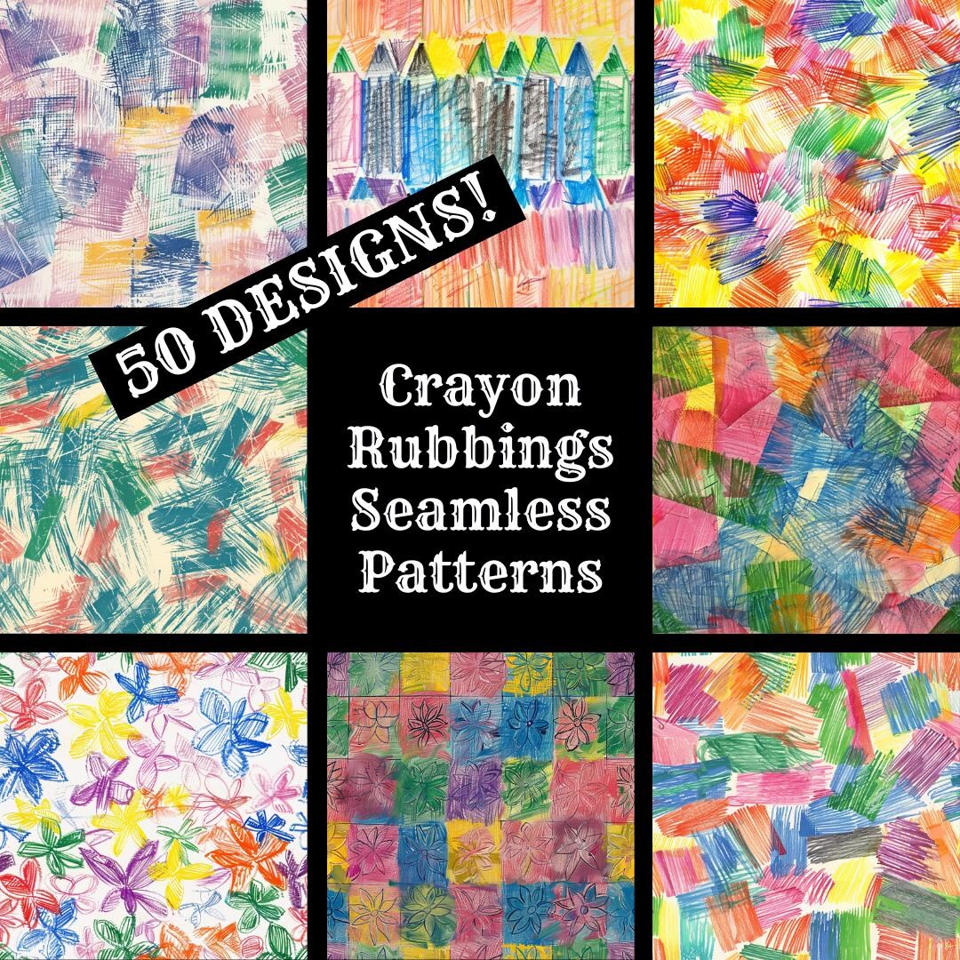 Crayon Rubbings Seamless Pattern: 50 Digital Papers (PNG, 300 Dpi ...