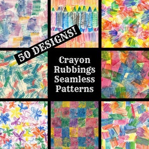 Crayon Rubbings Seamless Pattern: 50 Digital Papers (PNG, 300 Dpi ...