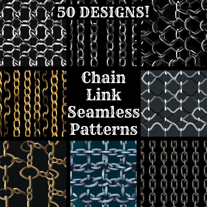 Chain Link Seamless Digital Paper, Printable Scrapbook Paper Seamless ...