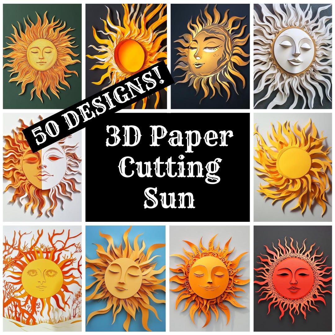 3D Paper Cutting Sun Journal Paper, 3D Paper Cutting Sun Printable ...