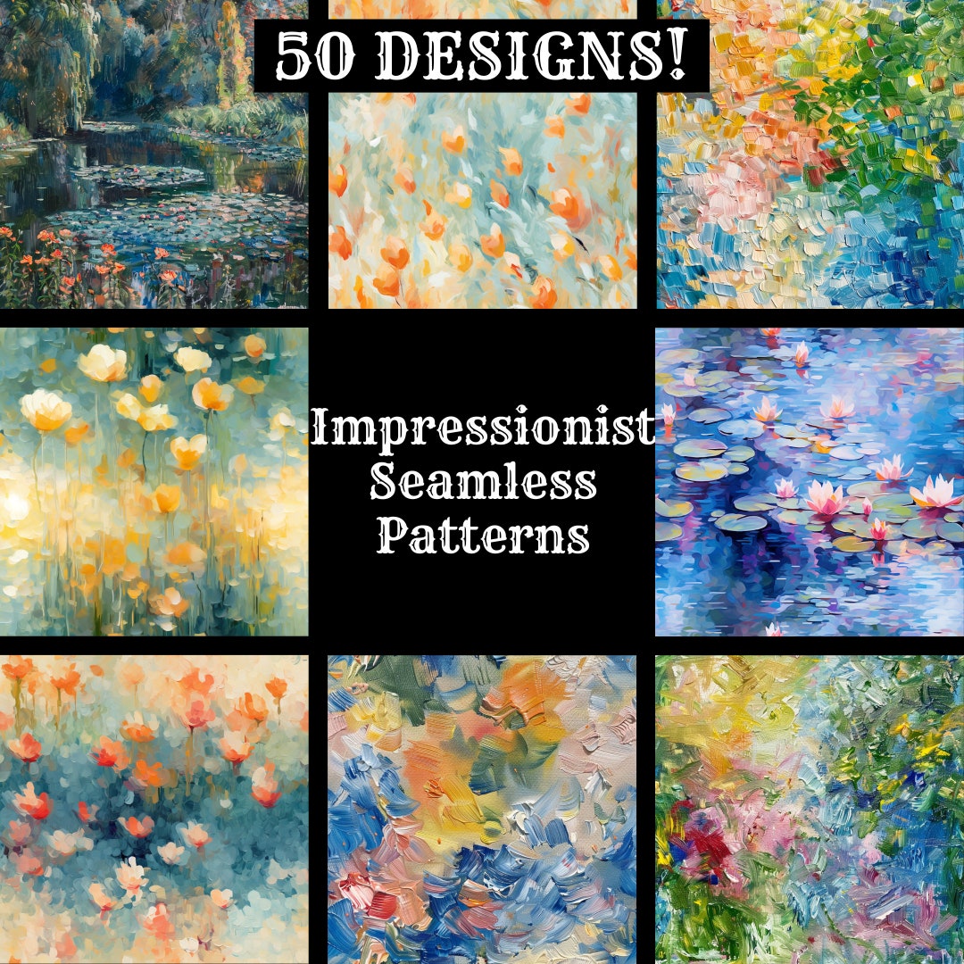 Impressionist Seamless Digital Paper, Impressionist Printable Scrapbook ...