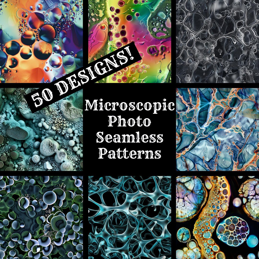 Microscopic Photo Seamless Digital Paper, Microscopic Printable Scrapbook Paper Seamless ...